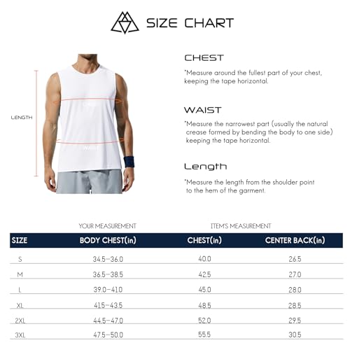 Haimont Sleeveless Shirts for Men Quick Dry Swim Muscle Tank Tops for Hiking Beach Running, White, S