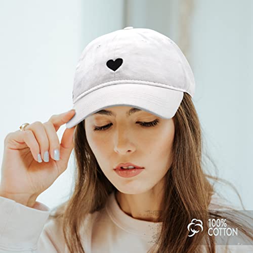 Atticus Poetry Hat, Embroidered Brushed Cotton Women’s Baseball Hat Unisex Fit, Adjustable One Size (Heart White)