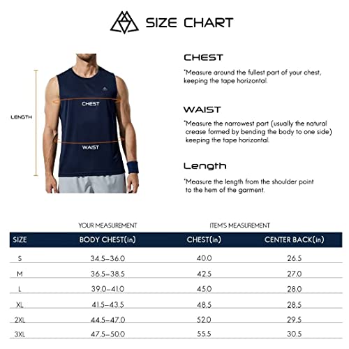 Haimont Sleeveless Workout Shirts for Men UV 50 Tank Top Dry Fit Muscle Tee, Navy, M