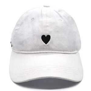 Atticus Poetry Hat, Embroidered Brushed Cotton Women’s Baseball Hat Unisex Fit, Adjustable One Size (Heart White)