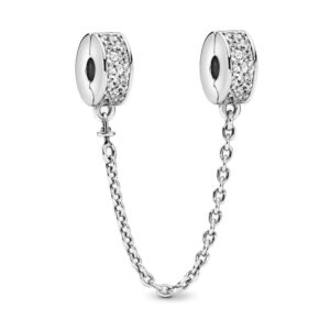 clear clip safety chain charm 925 sterling silver pendant,girl jewelry beads gifts for women bracelet&necklace