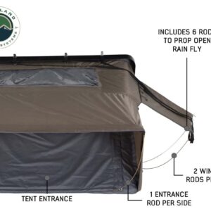 Overland Vehicle Systems Bushveld II Hard Shell Clam Shell Roof Top Tent with Aluminum Base Dark Grey Body and Green Rainfly - 2 Person Tent - Four Seasons Ready