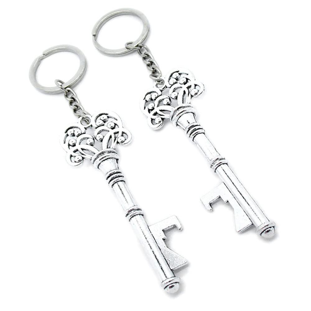 100 Pieces Keychain Keyring Door Car Key Chain Ring Tag Charms Supplies H1IL9D Fake Skeleton Key