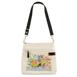 creative brands heartfelt collection-cotton canvas crossbody tote/purse with adjustable strap, choose joy