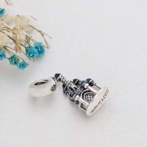 magic Castle Dangle Charm 925 Sterling Silver Pendant,Girl Jewelry Beads Gifts for Women Bracelet&Necklace A0243