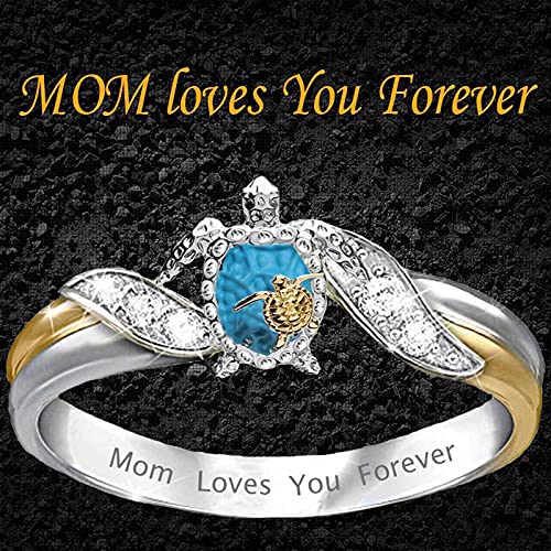 Sterling Silver Turtle Ring Starfish Blue Opal Rings Adjustable Band Sea Turtle Jewelry Cute Rings for Women