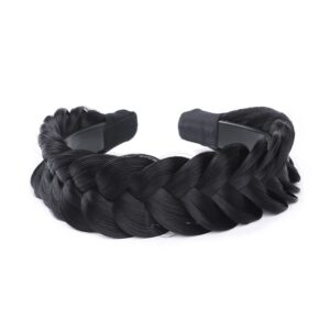 vowyore chunky fishtail plaited hair band accessory - synthetic braided headband for girls and women