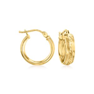 rs pure by ross-simons italian 14kt yellow gold huggie hoop earrings