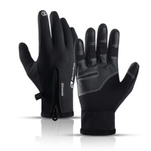 temei winter warm gloves men women touch screen waterproof windproof non-slip grips glove, for cycling driving running hiking (black, medium)