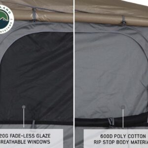 Overland Vehicle Systems Bushveld II Hard Shell Clam Shell Roof Top Tent with Aluminum Base Dark Grey Body and Green Rainfly - 2 Person Tent - Four Seasons Ready