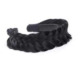 Vowyore Chunky Fishtail Plaited Hair Band Accessory - Synthetic Braided Headband for Girls and Women