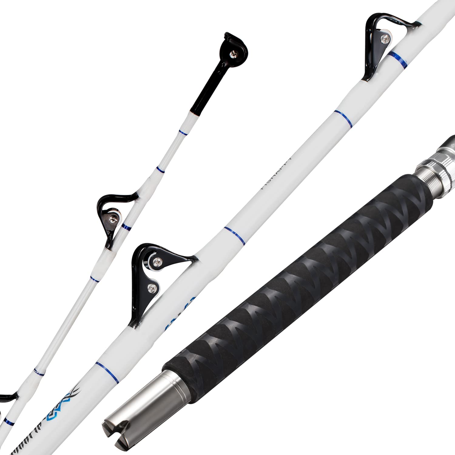 FISHAPPY Saltwater Offshore Straight Butt Heavy Trolling Fishing Rod Big Game Conventional Boat Fishing Rod with Roller Guides 6' (6' - 50-80lbs - 1Piece)