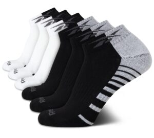 reebok men's quarter socks - 6 pack cushion quarter cut ankle socks for men - breathable men's athletic socks (size 6-12.5), size 6-12.5, whiteblack