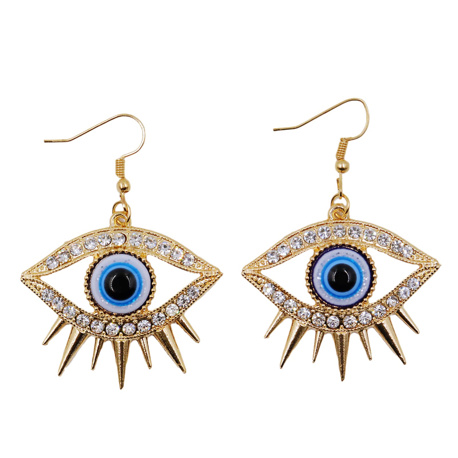 Unique Personality Evil Eye Earrings Fashion Abstract Eye Crystal Rhinestone Fringe Funny Women's Drop Earrings Exaggerated Jewelry (style 1)