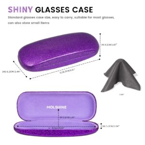 molshine Bling Hard Shell Glasses Case,Portable Sparkling Shiny Eyeglass Case for Men Women Girl Travel Study Work (Purple)