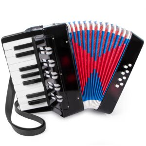 accordion, 17 keys piano accordion for kids students 8 bass with straps for beginners student educational musical instrument (black)