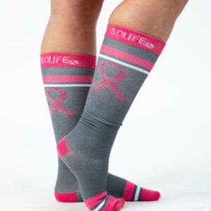 Graduated Compression Socks (15-20 mmhg) (L/XL, Pink Survivor) BREAST CANCER