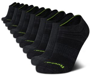 reebok men's low cut socks - 12 pack performance cushion comfort no show socks - breathable athletic socks for men (6-12.5), size 6-12.5, black/grey logo