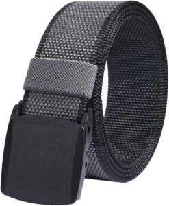 lionvii belts for men, 2 colors in 1 canvas belt with ykk plastic buckle, reversible web belt breathable fabric for work adjustable[53" l x 1.5" w](black and grey)