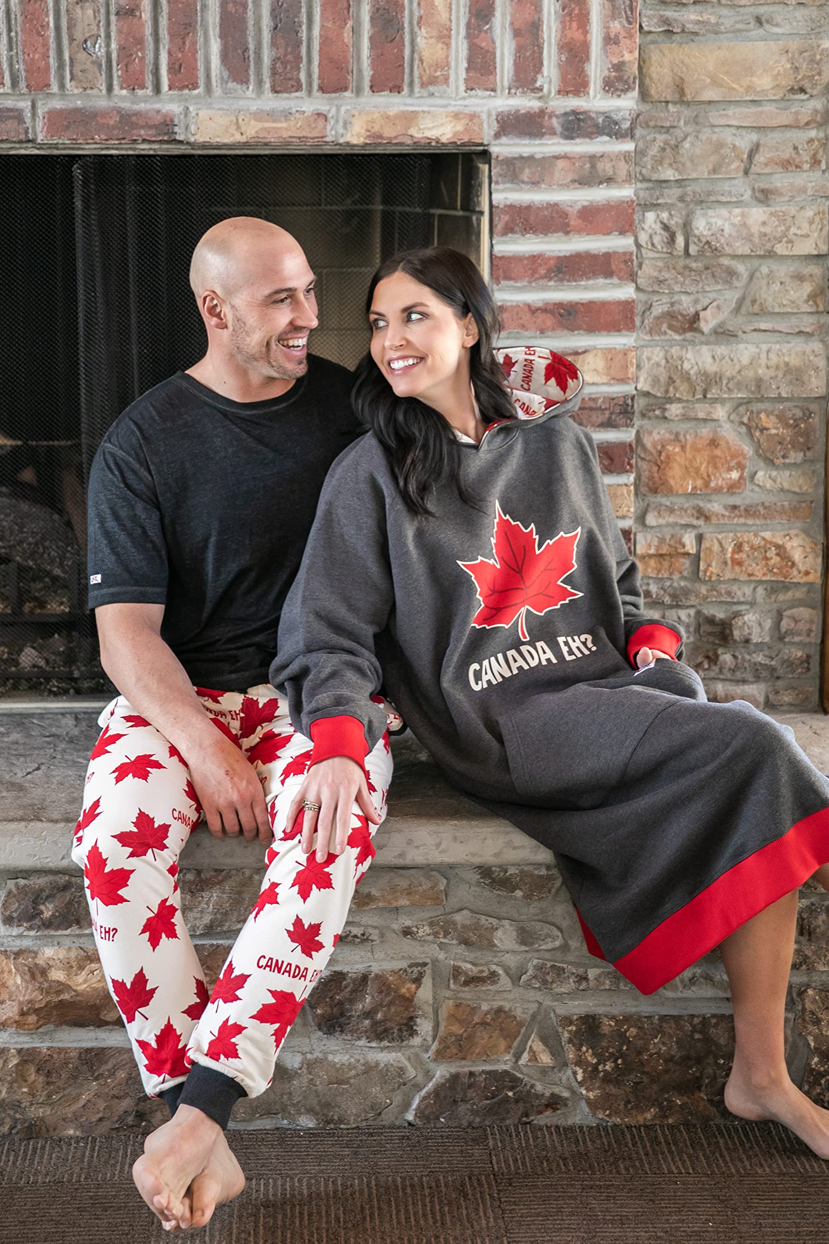 Lazy One Oversized Hoodie Sweatshirt, Comfortable Loungewear, Canada (Canada Eh?, L/XL)