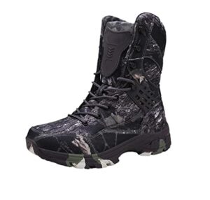 military tactical ankle boots, men outdoor leather winter fur warm boots, army hunting casual shoes