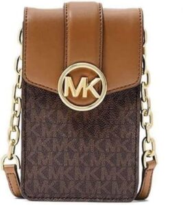 michael kors carmen small logo smartphone crossbody bag brown