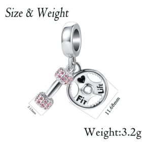 DWJSu Love Sports Charm Pandora Dumbbell Gym Workout Fitness Fir Life Bead Charms for Bracelet and Necklace (DW-NEW108)