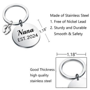 BNQL New Nana Gifts Nana Est 2024 keychain Nana To Be Gifts Nana Again Gifts Nana Jewelry Announcement Gifts (Nana est 2024 keychain)