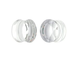 mystic metals body jewelry pair of clear faceted double flare glass plugs (pg-555) (9/16" (14mm))