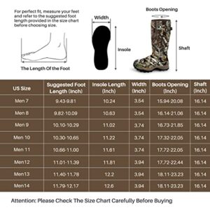 Obcursco Hunting Boots for Men, Waterproof Insulated 6mm Neoprene Rubber Boots for Hunting and Outdoor Activities (Camo, 10)