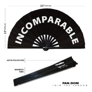 Incomparable hand fan foldable bamboo circuit hand fan funny gag slang words expressions statement gifts Festival accessories Rave handheld Circuit event fan Clack fans (Black)