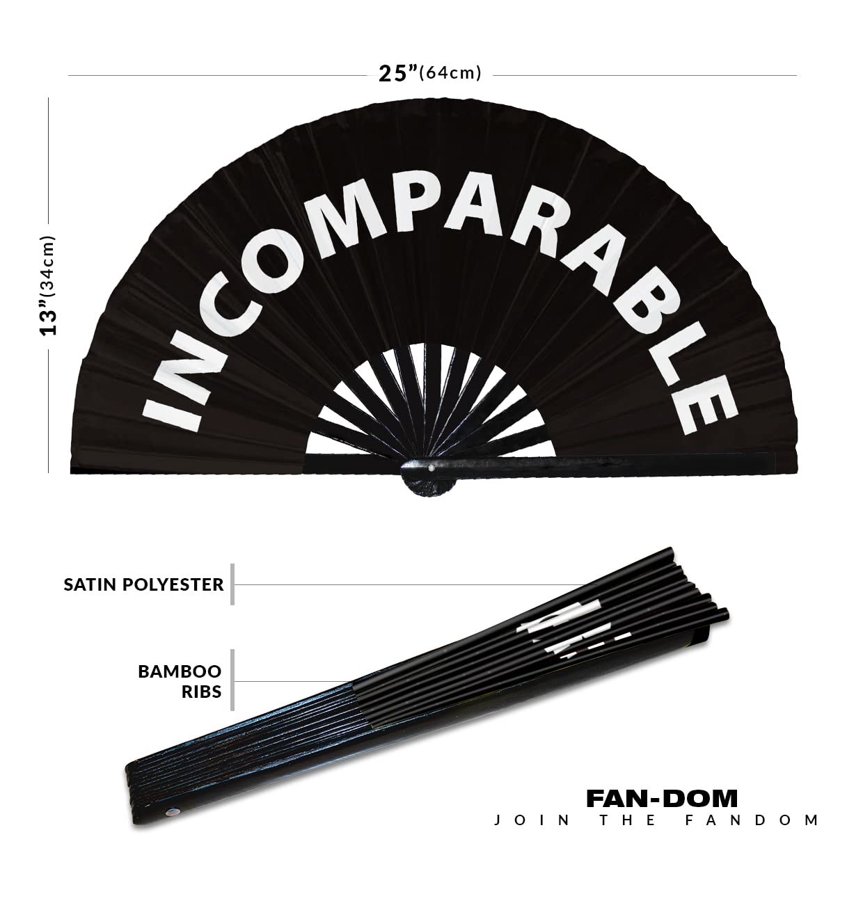 Incomparable hand fan foldable bamboo circuit hand fan funny gag slang words expressions statement gifts Festival accessories Rave handheld Circuit event fan Clack fans (Black)