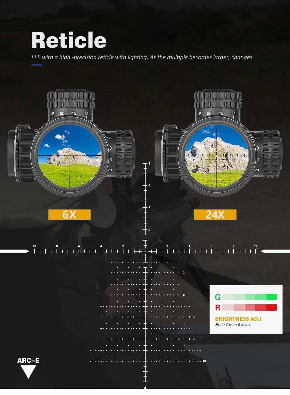 SPINA OPTICS 6-24x50 FFP First Focal Plane Riflescopes with Mil-dot Reticle and Parallax Adjustment, Sunshade Included, Waterproof, Fogproof Black Rifle Scope, 30mm Tube (with 11mm mounts)