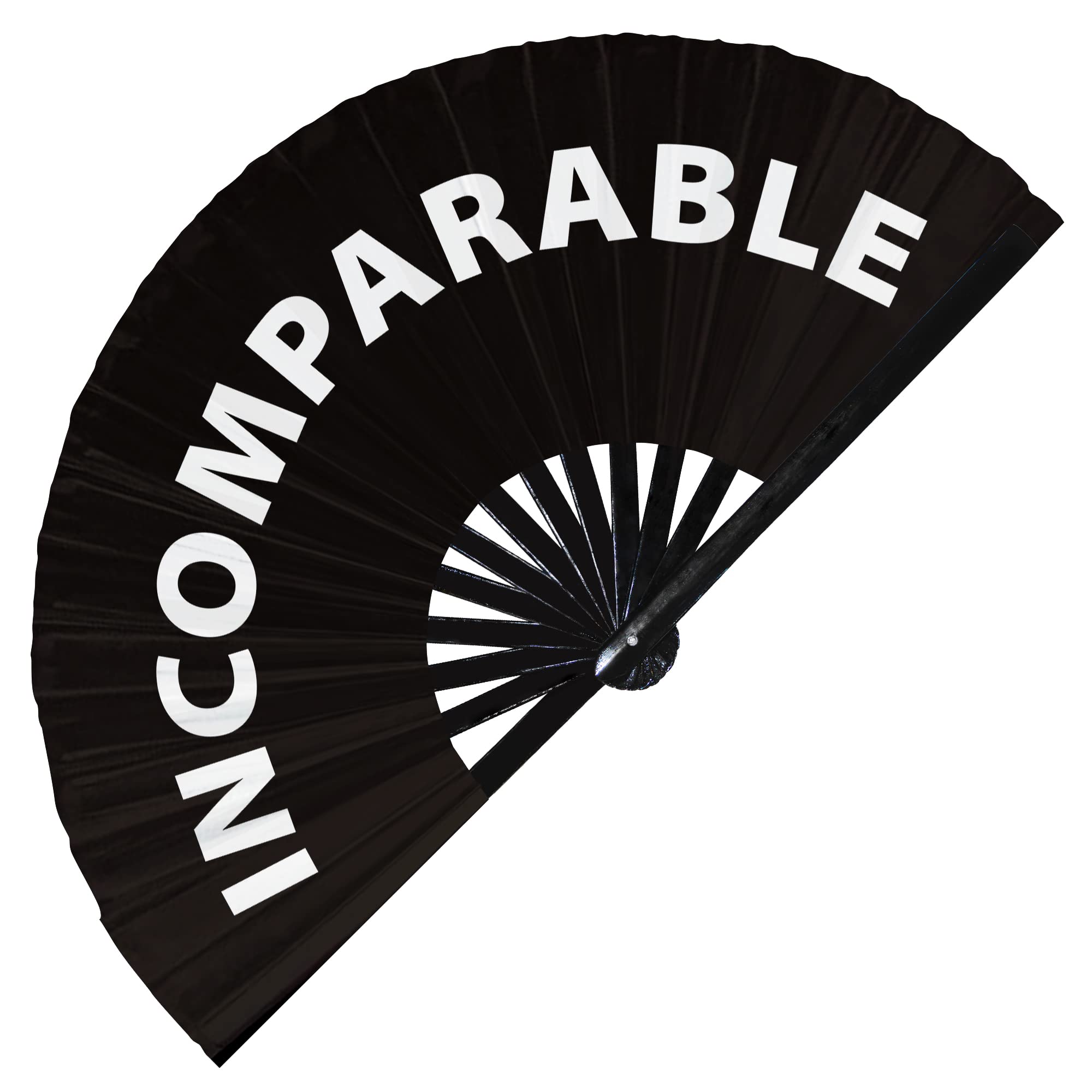 Incomparable hand fan foldable bamboo circuit hand fan funny gag slang words expressions statement gifts Festival accessories Rave handheld Circuit event fan Clack fans (Black)