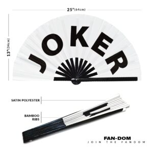 Joker hand fan foldable bamboo circuit hand fan funny gag slang words expressions statement gifts Festival accessories Rave handheld Circuit event fan Clack fans (White)