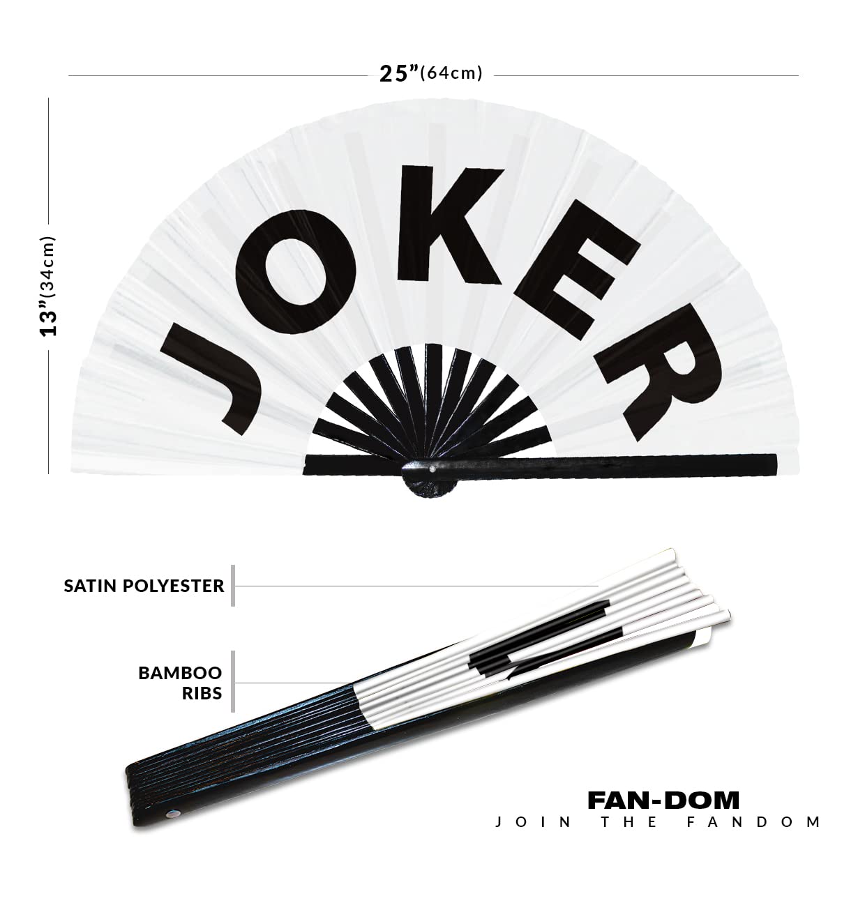 Joker hand fan foldable bamboo circuit hand fan funny gag slang words expressions statement gifts Festival accessories Rave handheld Circuit event fan Clack fans (White)