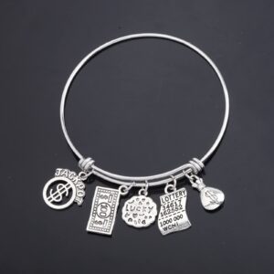 ENSIANTH Gambler Gift Ticket Bracelet Good Luck Jewelry Casino Gift Casino Lover Gift Lottery Bracelet (Lottery Bra)