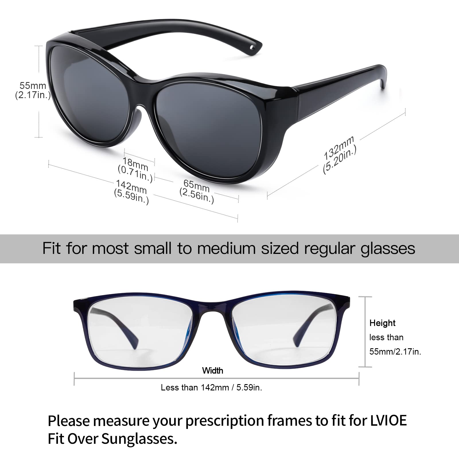 LVIOE Polarized Fit Over Glasses Sunglasses for Women Men, TR90 Frame Sun Glasses UV400 Protection LS045