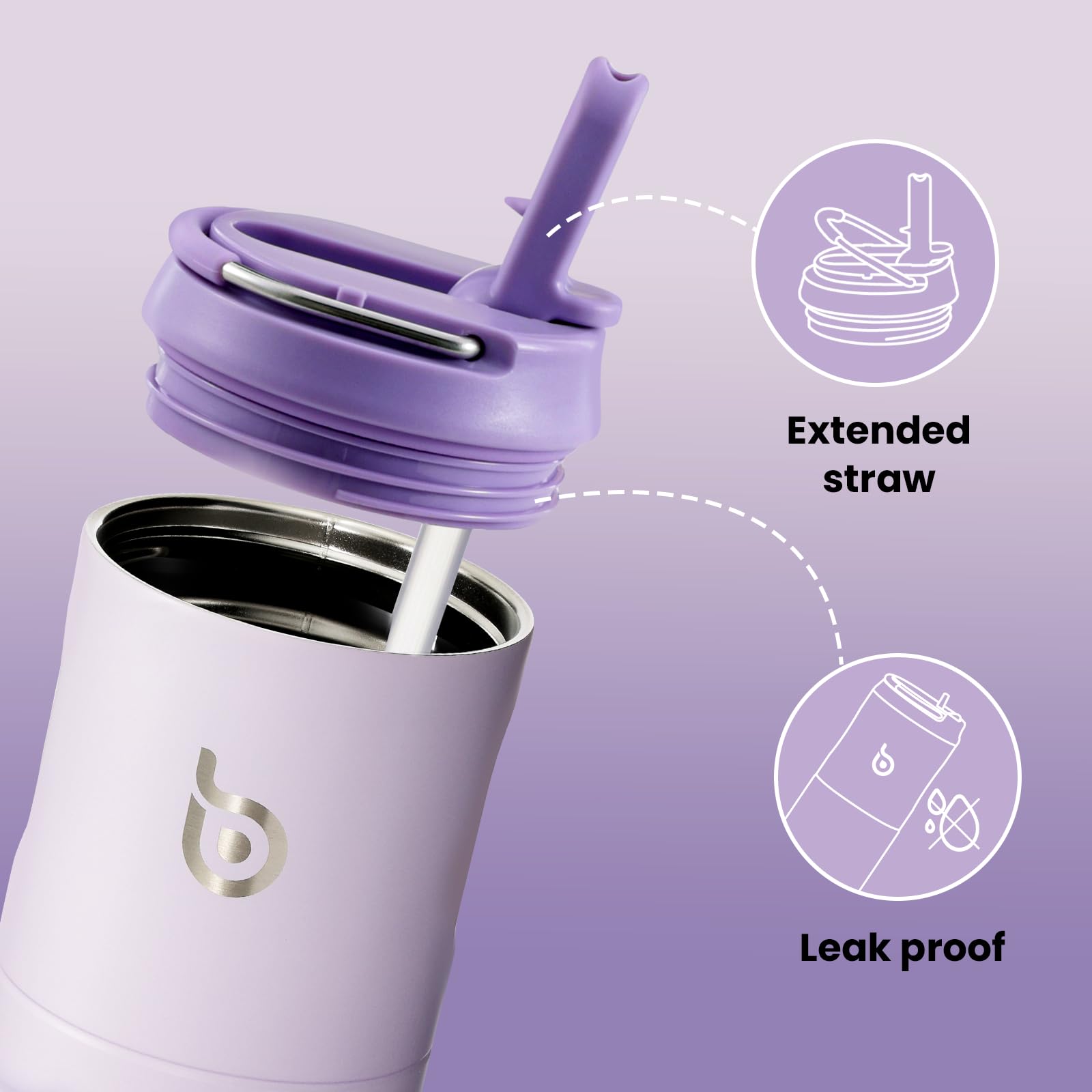 BOTTLE BOTTLE Insulated Water Bottle 24oz with Straw Lid and Handle for Sports Travel Gym Stainless Steel Water Bottles Double-Wall Vacuum Metal Thermos Bottles Leak Proof BPA-Free (purple gradient)