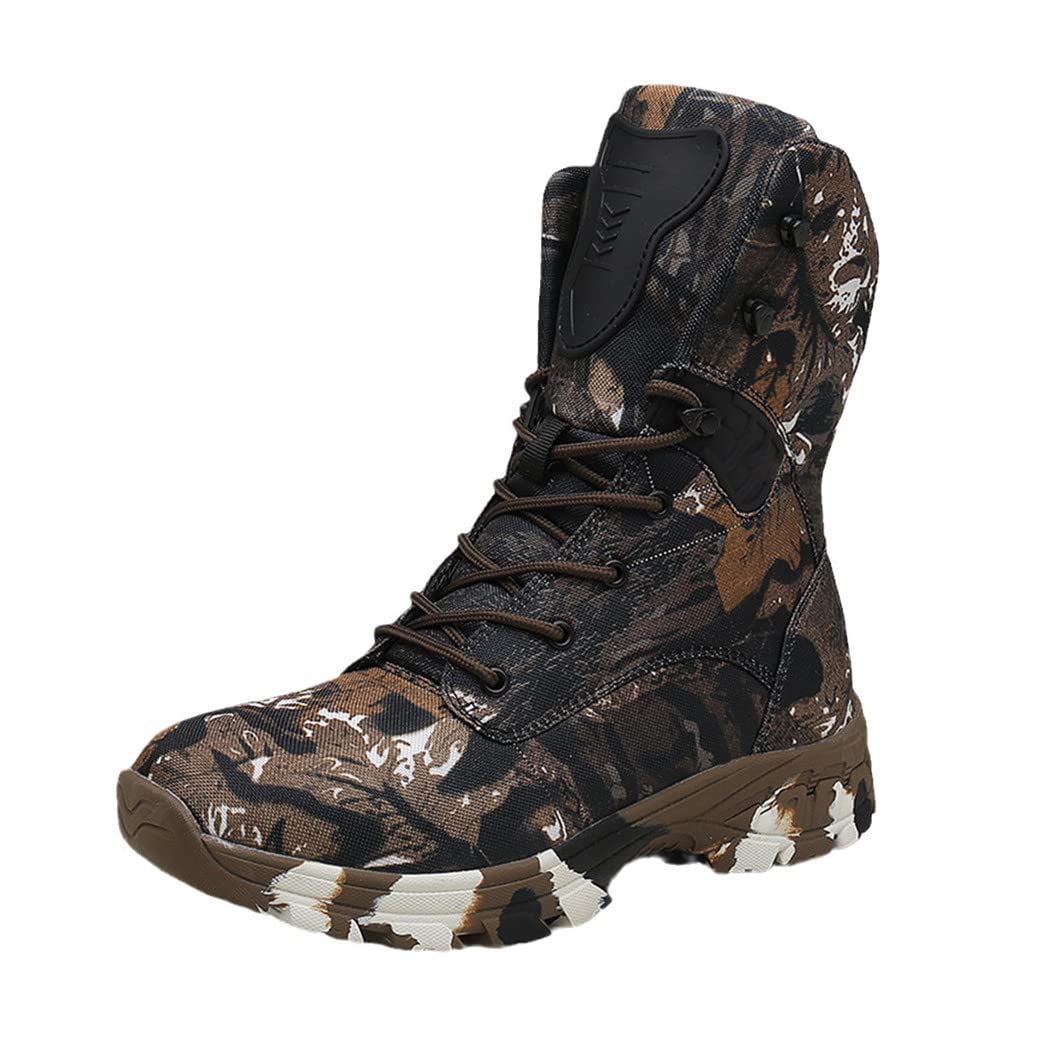 Men Camo Military Boots, Special Force Tactical Boots, Outdoor Desert Non-Slip Combat Shoes, Hiking Hunting Boot