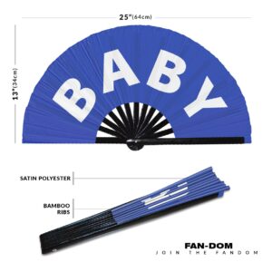 Baby hand fan foldable bamboo circuit hand fan funny gag slang words expressions statement gifts Festival accessories Rave handheld Circuit event fan Clack fans (Blue)