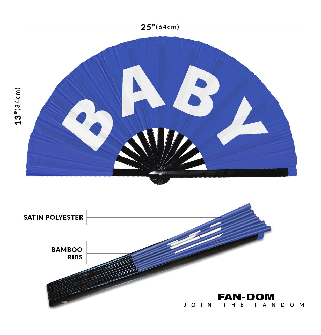 Baby hand fan foldable bamboo circuit hand fan funny gag slang words expressions statement gifts Festival accessories Rave handheld Circuit event fan Clack fans (Blue)