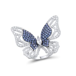 santuzza blue butterfly ring 925 sterling silver cubic zirconia blue spinel gemstone butterfly ring for women (8)