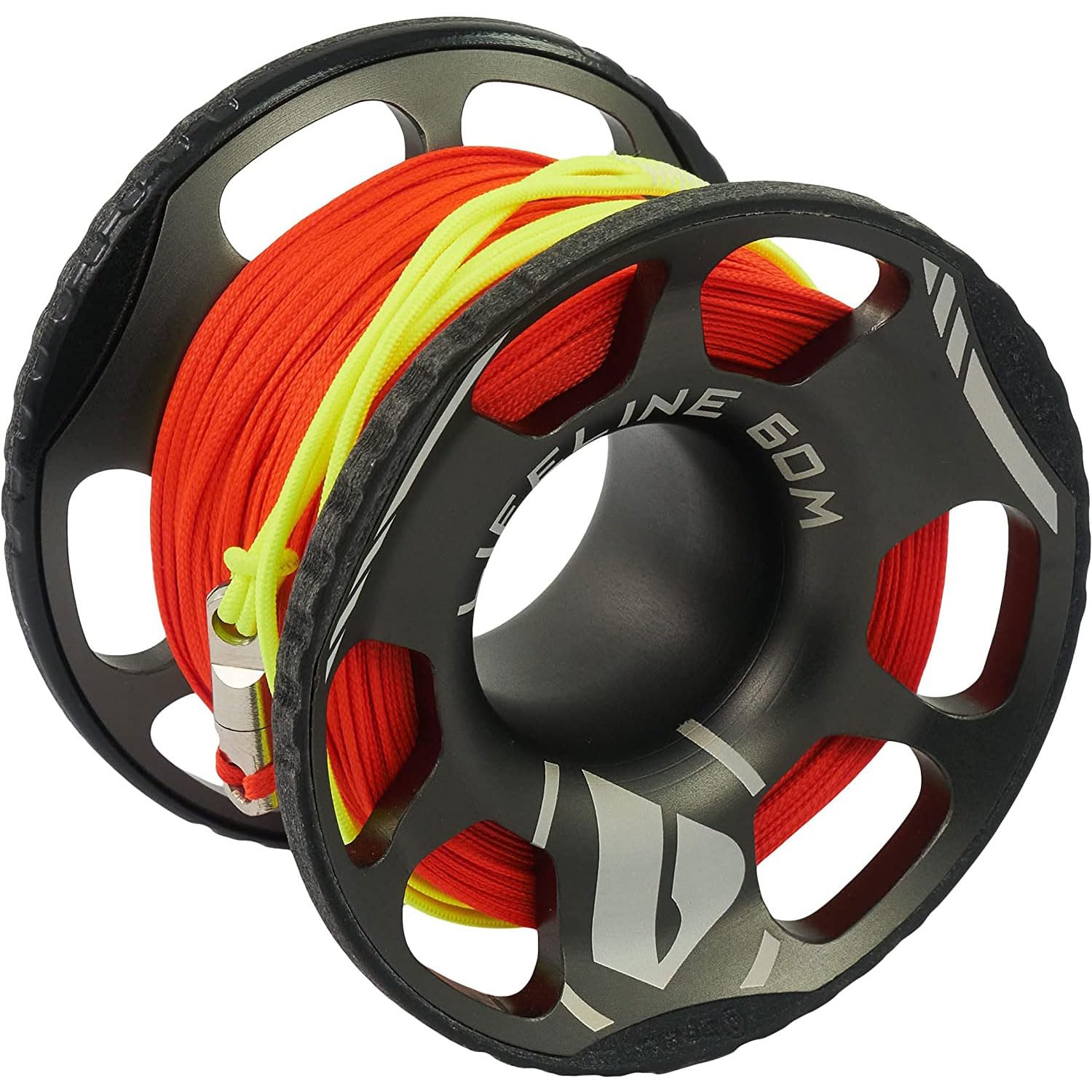 Apeks Lifeline Spool 60m Grey High Visibility Line Includes Stainless Steel Bolt Snap