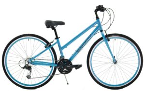 gravity swift 24 dlx24 super hybrid bike 24 speed flat bar road bicycle (14 ladies stepthru fits riders 4' 10" to 5' 5", egg blue)