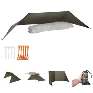 onewind emergency shelter, survival shelter tent, lightweight reusable rainproof windproof shelter for camping, hiking, backpacking and camping cot, od green