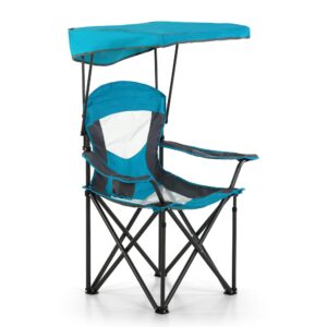 let's camp camp chair with shade canopy folding camping chair with cup holder and carry bag for outdoor camping hiking beach, heavy duty 350 lbs