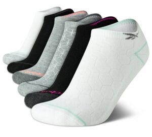 reebok women's low cut socks - 6 pack performance cushion comfort no show socks - breathable athletic socks for women (4-10), size 4-10, grey multi