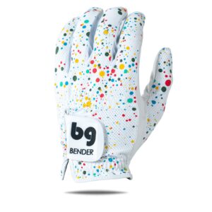 bg bender golf glove | wear on left | (paint splatter, mens ml)