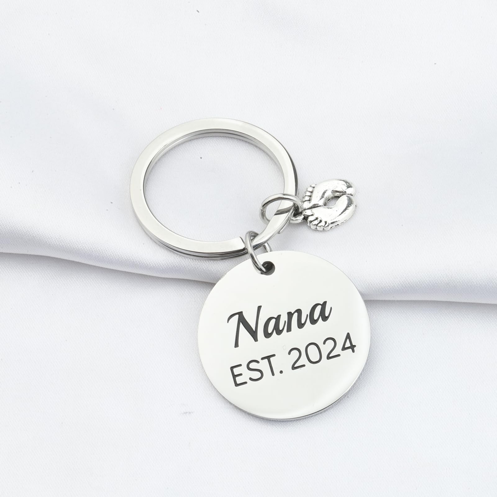 BNQL New Nana Gifts Nana Est 2024 keychain Nana To Be Gifts Nana Again Gifts Nana Jewelry Announcement Gifts (Nana est 2024 keychain)